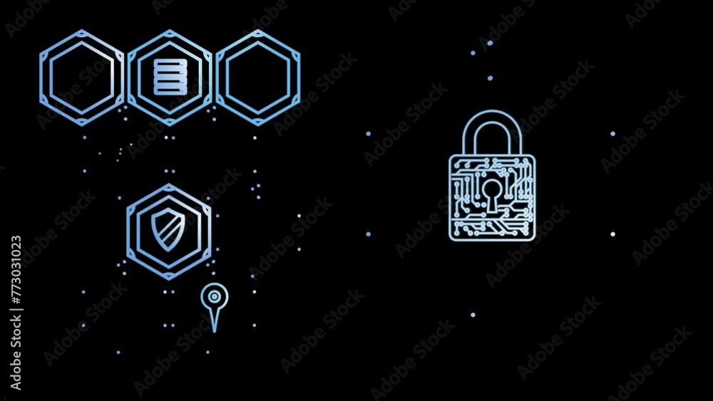 Animated icons with symbols of digitalization of information and its ... Animated icons with symbols of digitalization of information and its ...