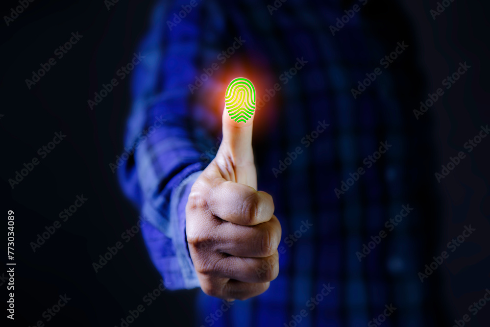 Technology Fingerprint Systems Cyber Security Futuristic Digital