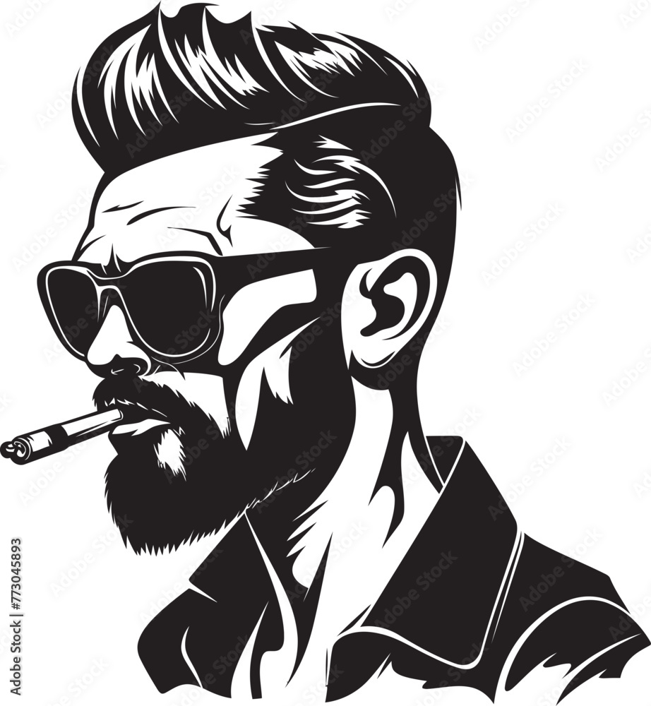 Smokin Style Cartoon Guy with Cigarette Icon Emblem Pipe Puffin Pete ...