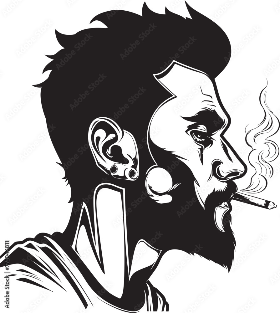 Chic Cig Vector Logo of a Fashionable Guy with a Smoke Dashing Demeanor ...