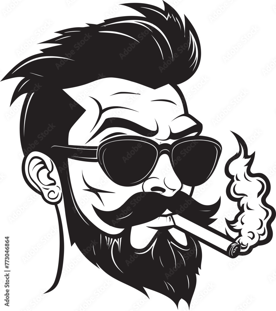 Hipster Haze Vector Logo of a Stylish Guy Smoking Smoking Sensation ...