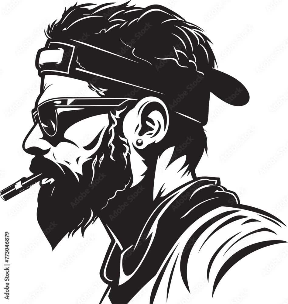 Chic Cig Vector Logo of a Fashionable Guy with a Smoke Dashing Demeanor ...