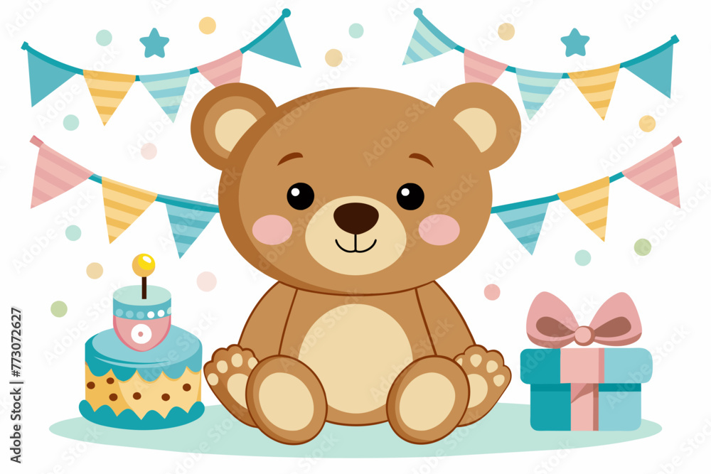 Cute teddy bear baby shower clipart vector design. Stock Vector | Adobe ...