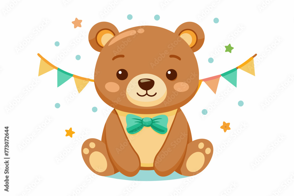 Cute teddy bear baby shower clipart vector design. Stock Vector | Adobe ...