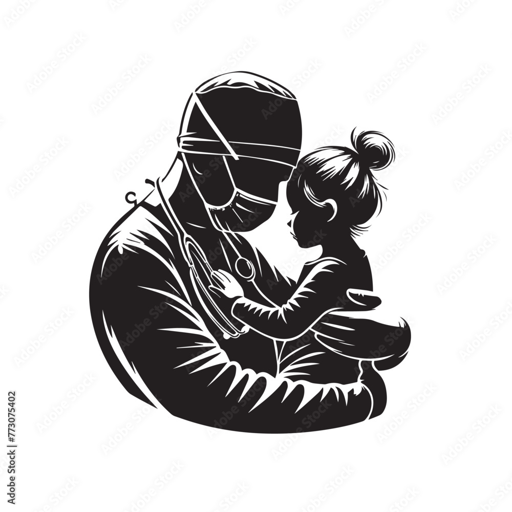 Hugging little girl before surgery silhouette image ,Hugging little ...