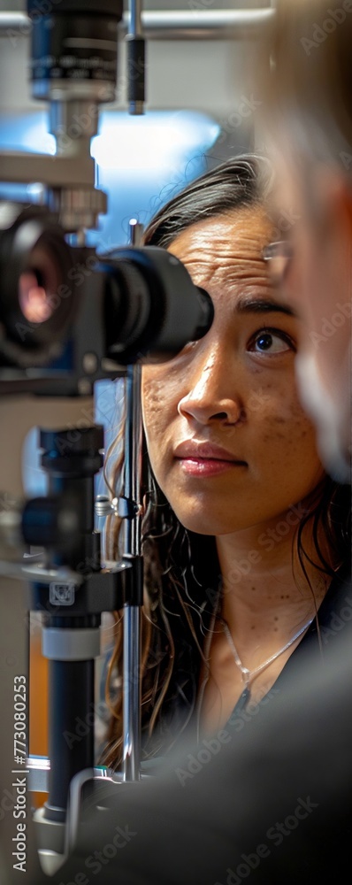 Capture the essence of a modern optometrist visit with advanced ...