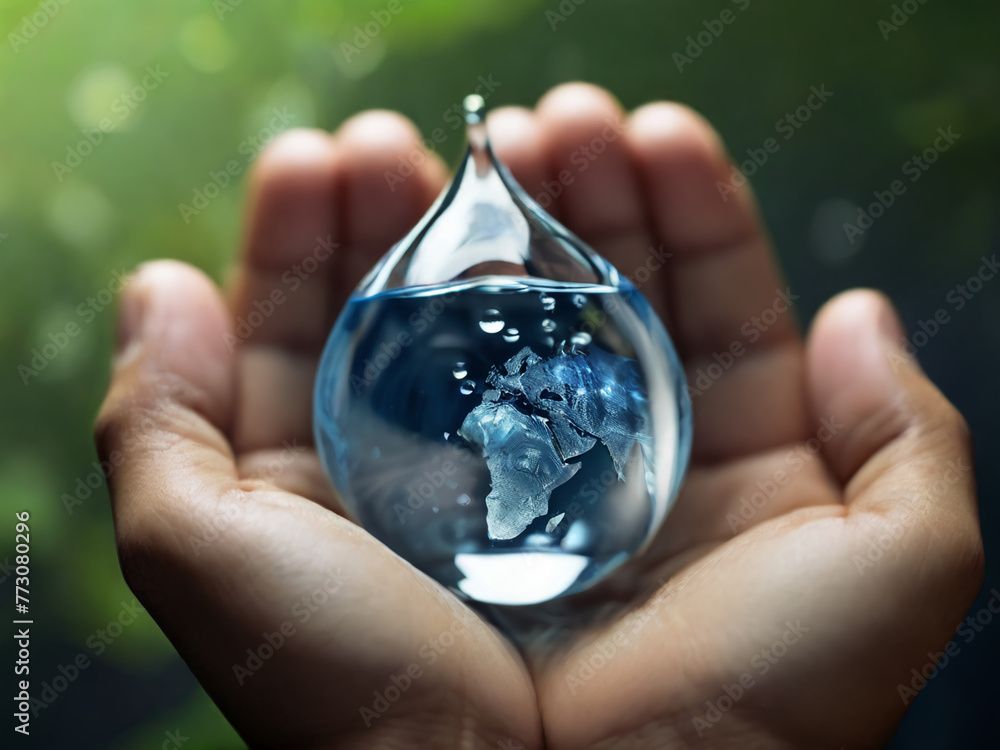 World Water Day Campaign: Hands cradle a pure water droplet ...