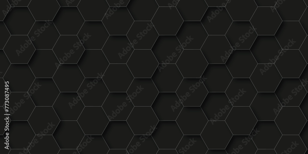 Abstract geometric hexagon black background. Black and white hexagon ...