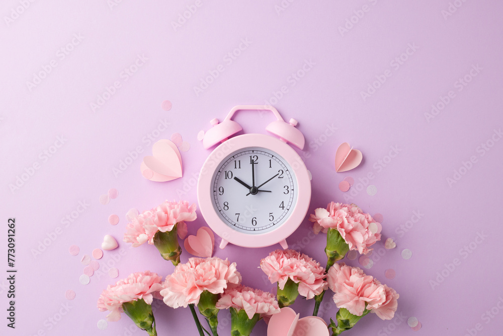 Counting moments till Mother's Day: pink clock surrounded by flowers ...