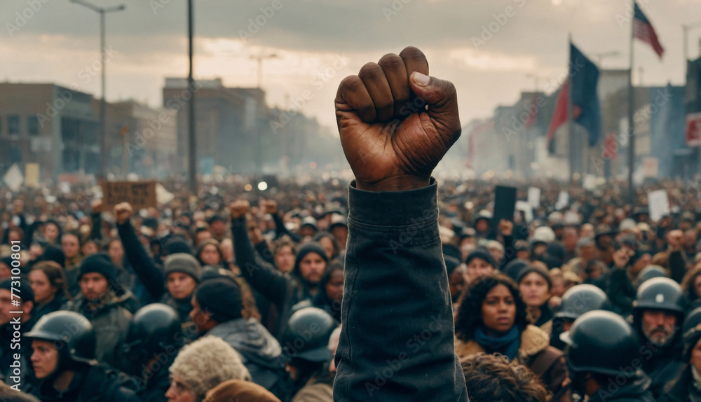 Raised fist of black African man like the symbol of the protest Stock ...