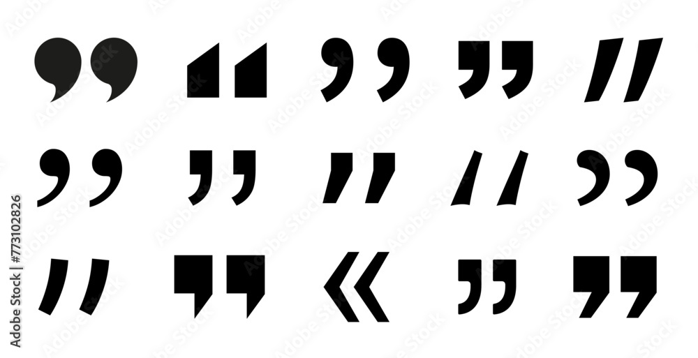 Quotation marks vector collection. Black quotes icon. Speech mark ...