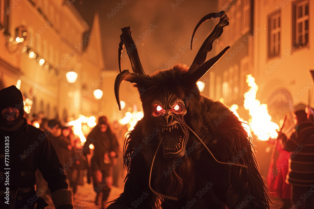 Krampuslauf, the traditional parade of devils in the streets of ...