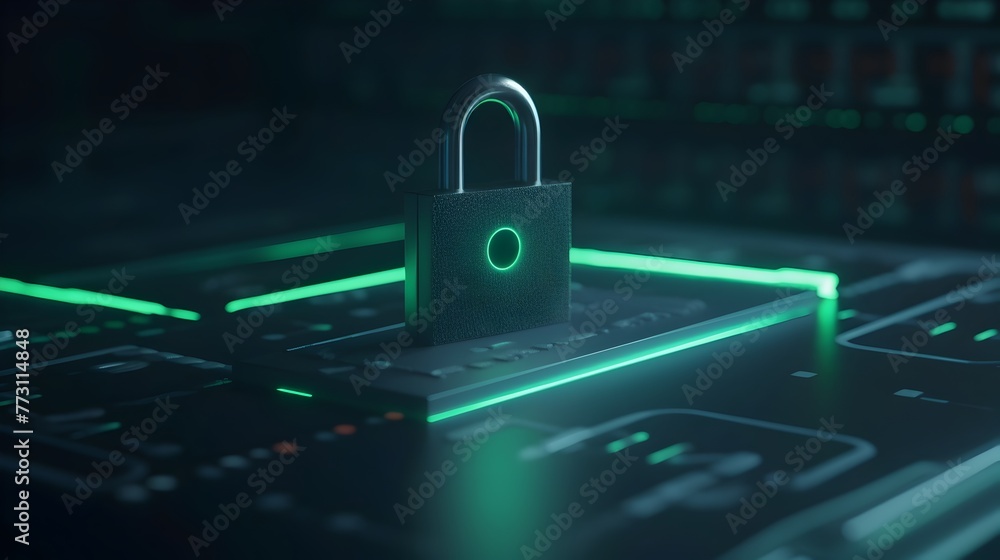 Cybersecurity and Data Privacy Protection Concept with Futuristic Lock and Binary Digits in Sci ...