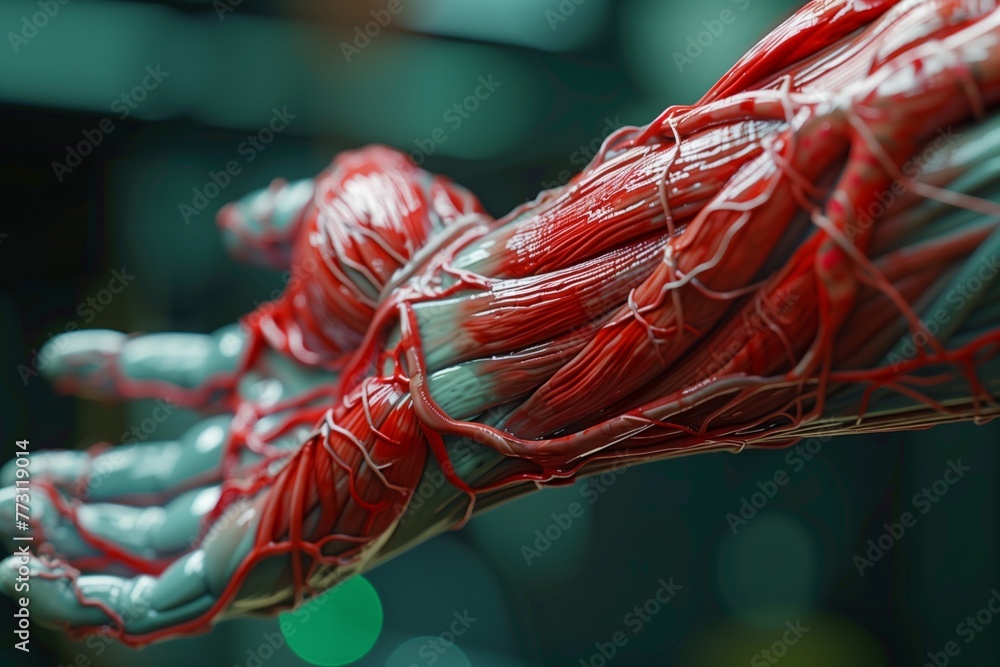 Structure of the arm muscles, anatomy of the veins with ligaments ...