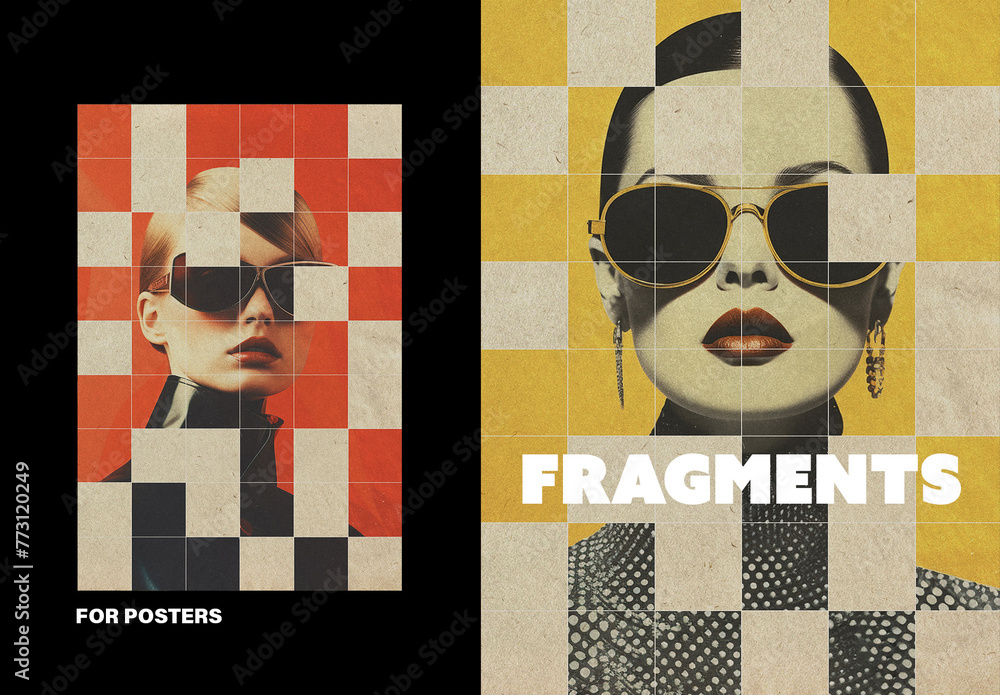 Vintage Fragments Poster Photo Effect Mockup Stock Template | Adobe Stock