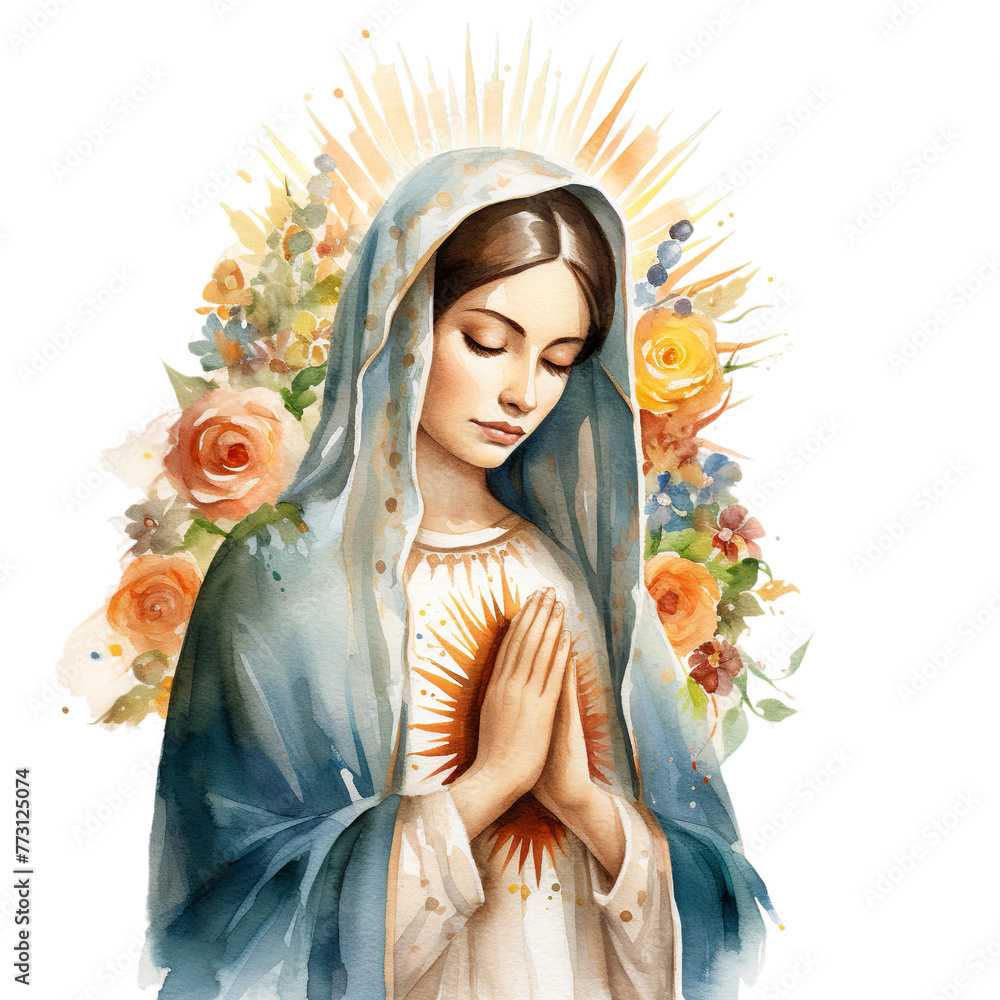 A Watercolor Our Lady Clipart is praying, Isolated on transparent PNG ...