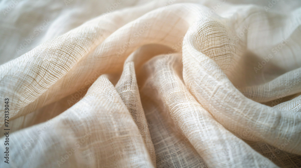 Close-up of linen fabric texture, revealing intricate details and soft ...