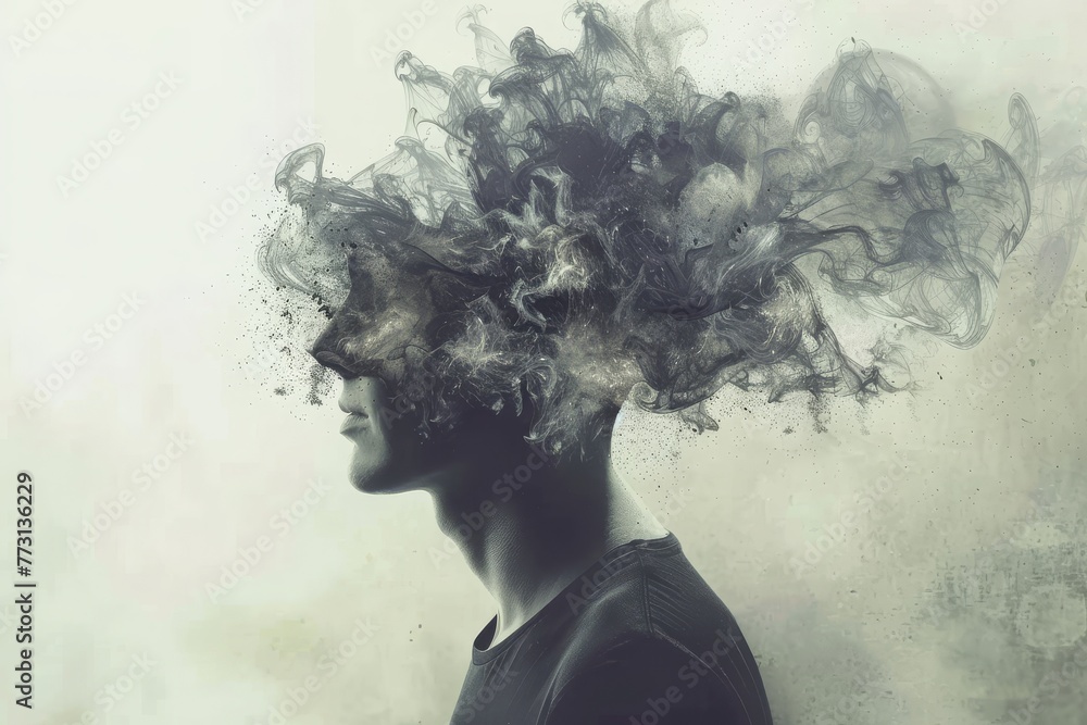 A portrait of thought dissolving into the abstract, where mind meets ...