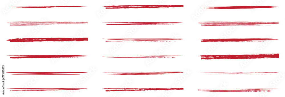 A set of strikethrough underlines. Brush stroke markers collection ...