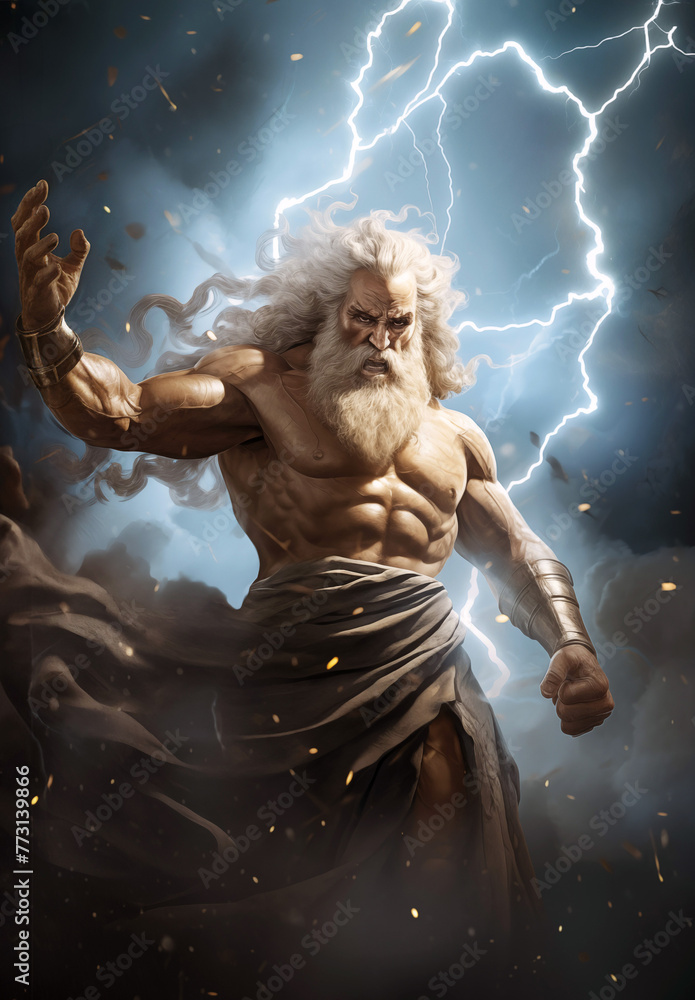 The ancient Greek mythology god Zeus, or possibly Roman god Jupiter ...