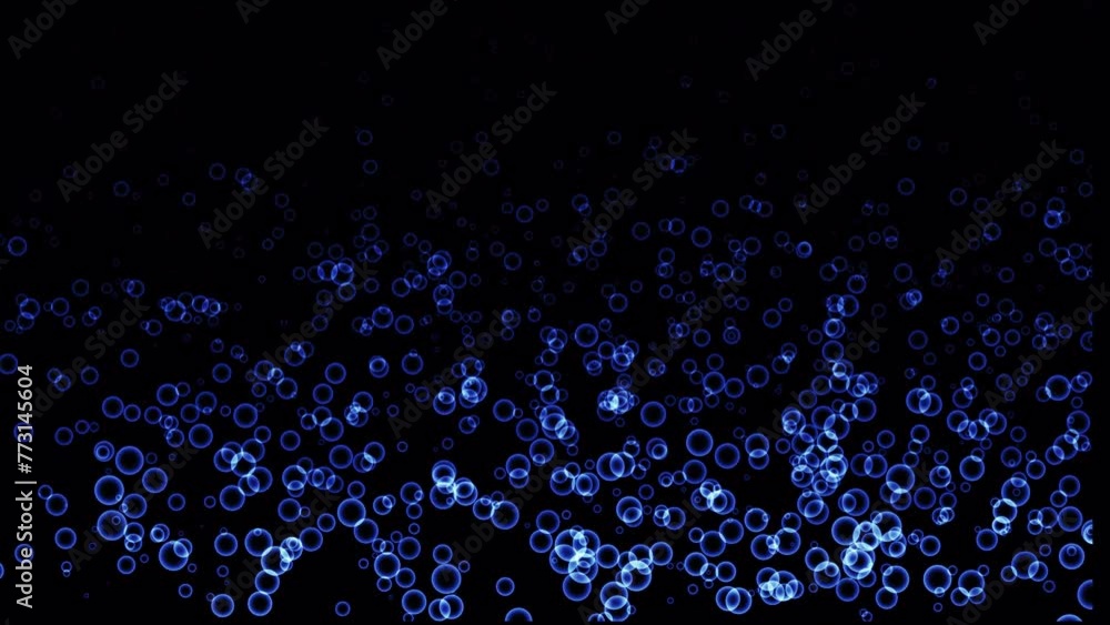 Beautiful neon blue bubbles floating up moving Seamless loop motion ...