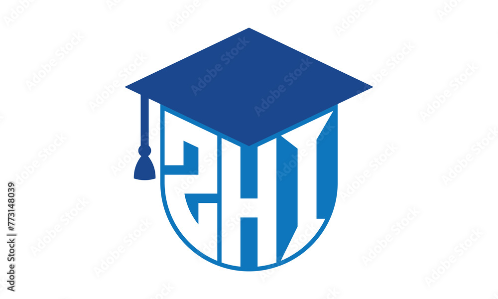ZHI initial letter academic logo design vector template. school college ...