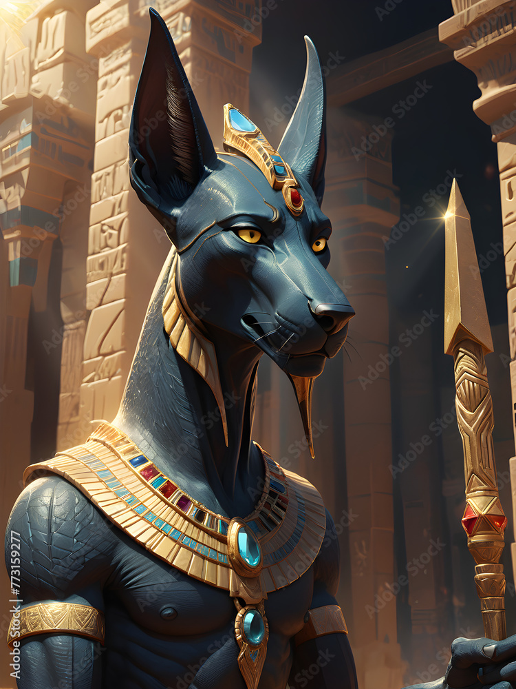 Imagine an ancient Egyptian deity monument featuring various animals ...