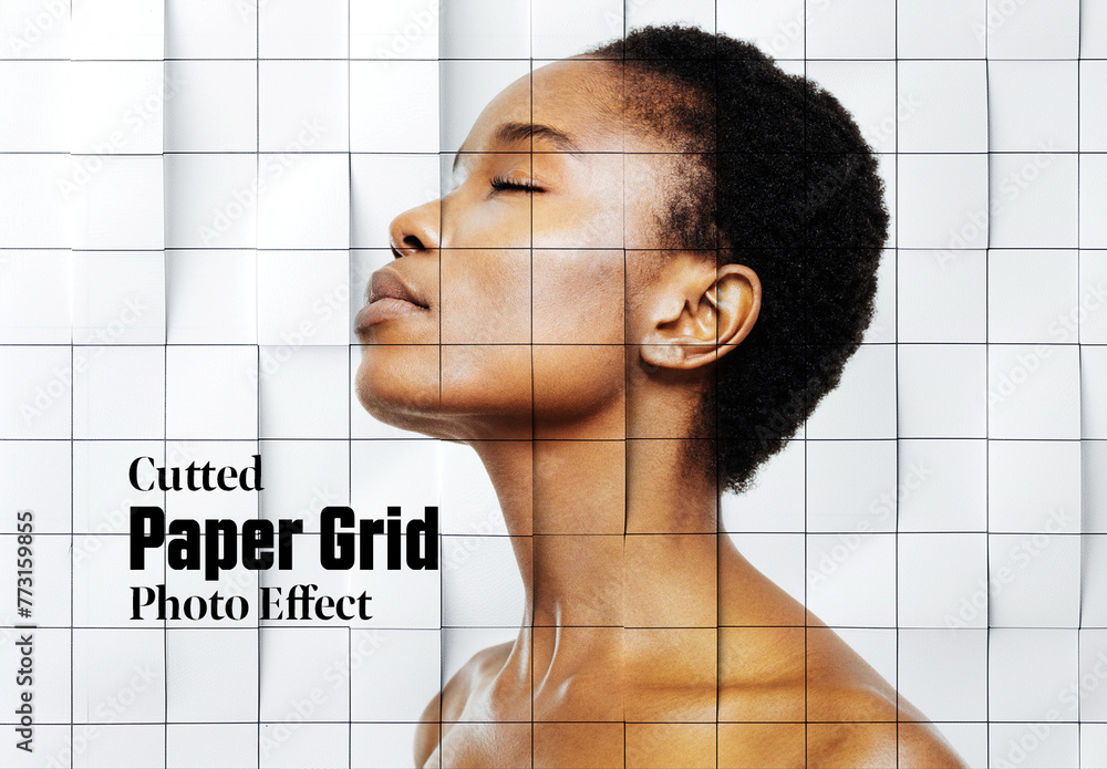 Cutted Paper Grid Photo Effect. Some Elements are Ai Generated Stock ...