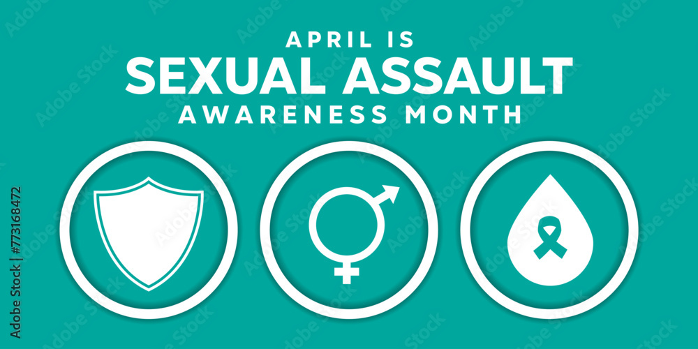 National Sexual Assault Awareness Month. Shield, gender icon and blood ...