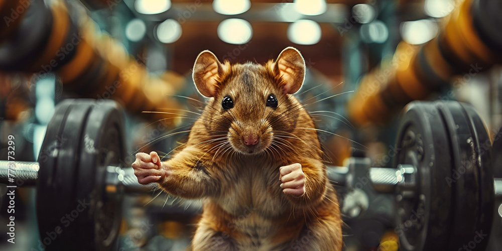 Muscular Gym rat flexing strong and pumped muscles in bodybuilding gym ...