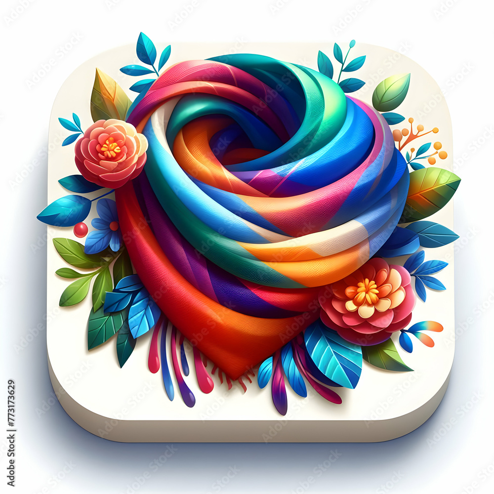 3d flat icon as Detailing the intricate swirls of caramel on a sticky ...