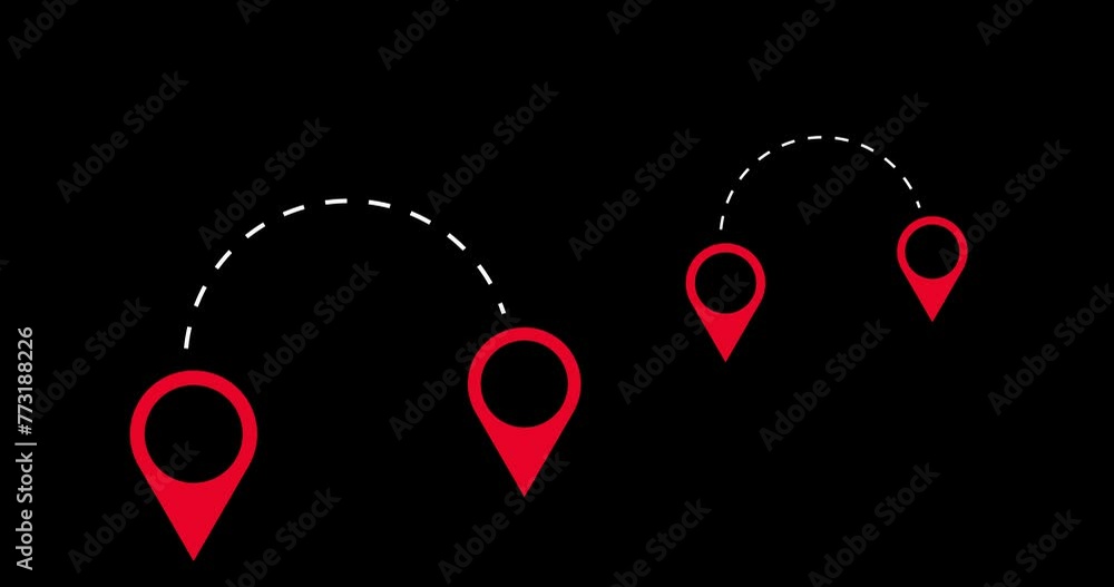 Location indicator on a black background. A map pointer appears. Sight ...