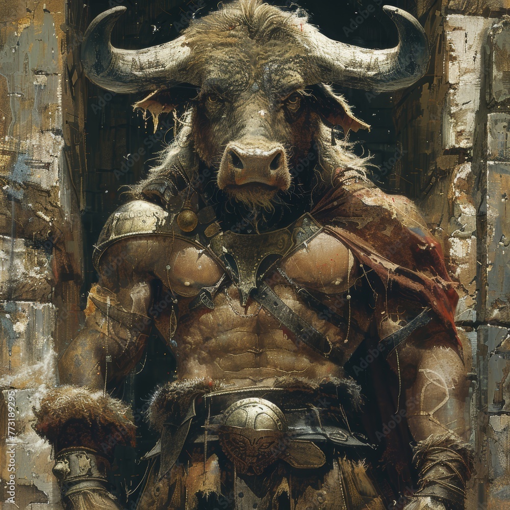 Minotaur, A creature with the body of a man and the head of a bull ...
