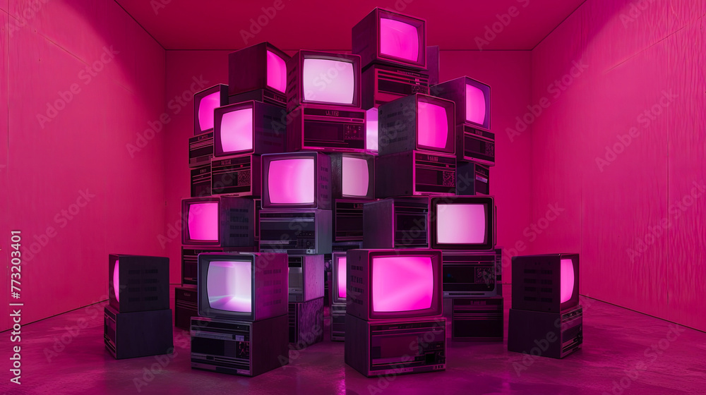 Detailed 3D visualization of an artistic installation featuring old ...