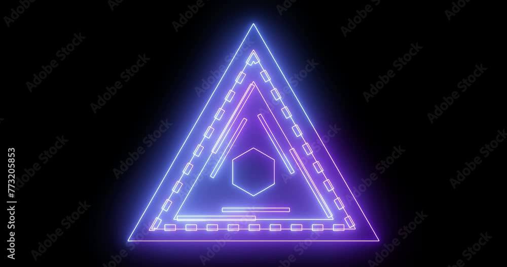 4K Cool loading data neon HUD triangle interfaces in an alpha channel ...