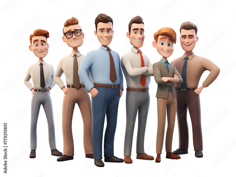 Smiling group of business leaders men characters isolated. Office ...