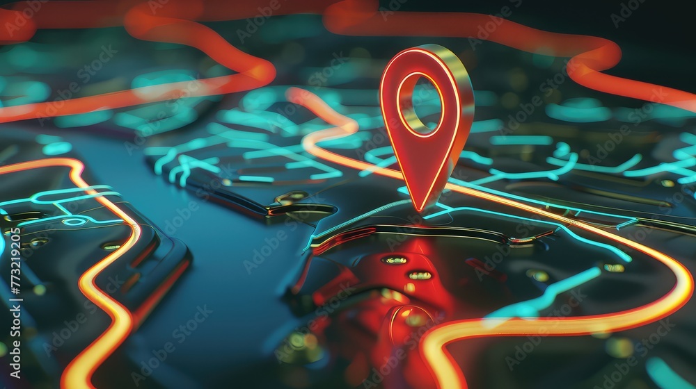 Red GPS marker on the map. A bold red GPS marker highlights an ...