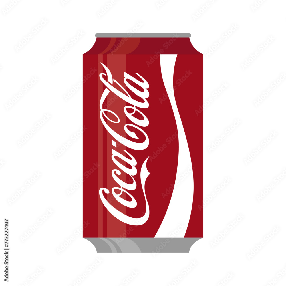 Vector illustration of classic coca cola can isolated on white ...