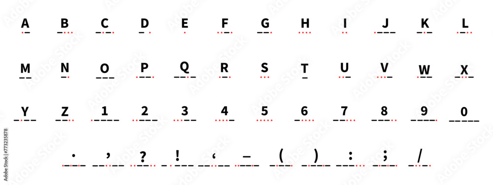 Morse code font sets vector silhouette isolated on white background ...