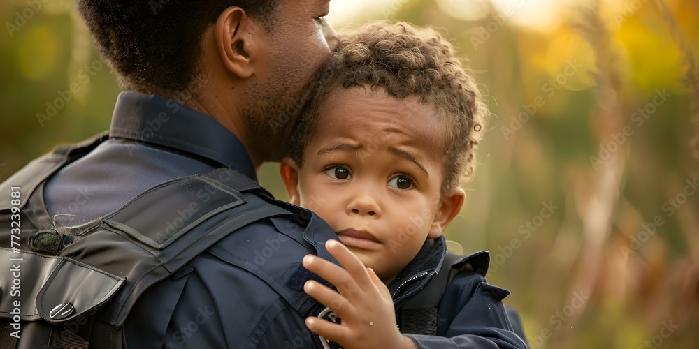 Police officer comforting a distressed child showcasing the positive ...