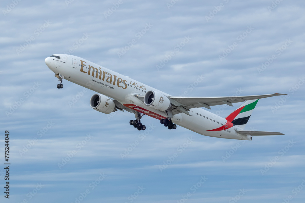 PRAGUE - March 29, 2024: Emirates Boeing 777-31H(ER) REG: A6-EPX at ...
