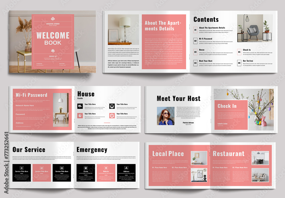 Welcome Book Layout Design Template Landscape Stock Template | Adobe Stock