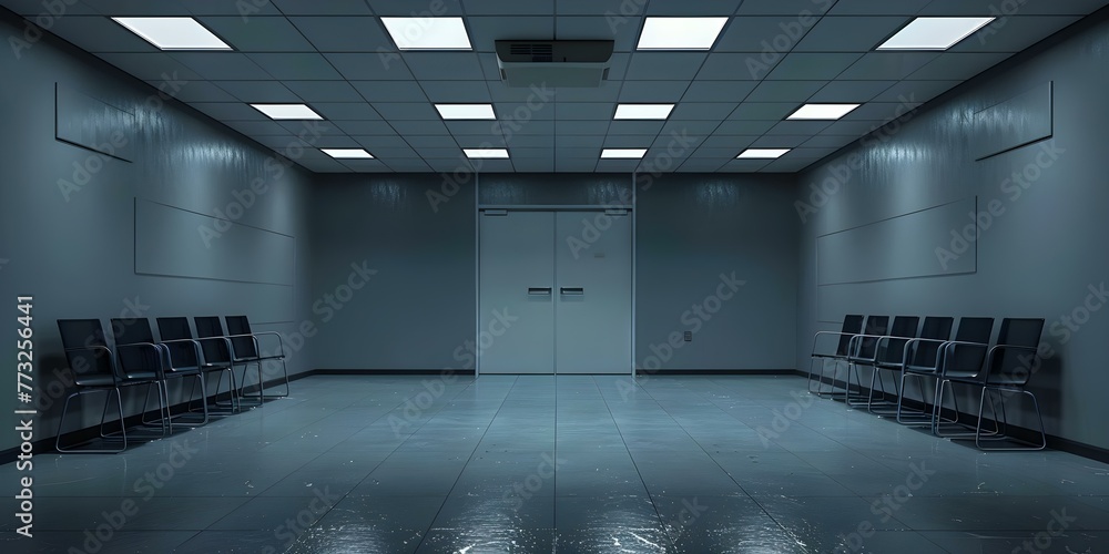 Empty police interrogation room used for witness interviews often ...