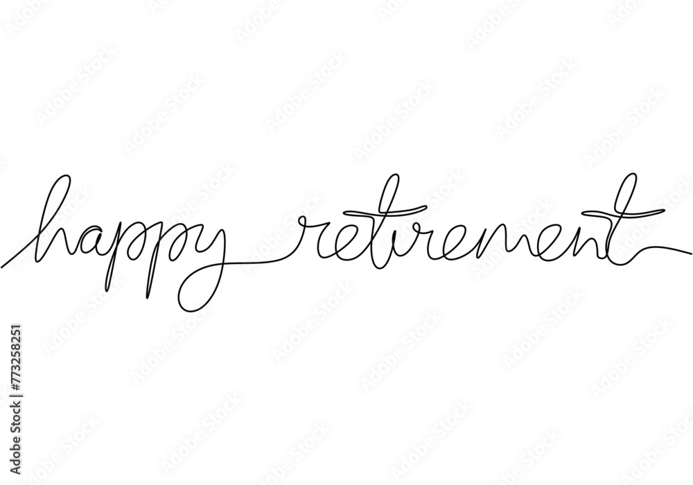 Happy Retirement word continuous one line of phrase illustration. Stock ...