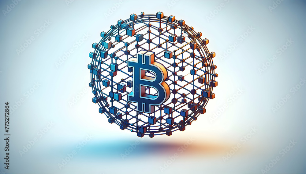 3d flat icon as Blockchain Network Digital grid pattern evoking the ...