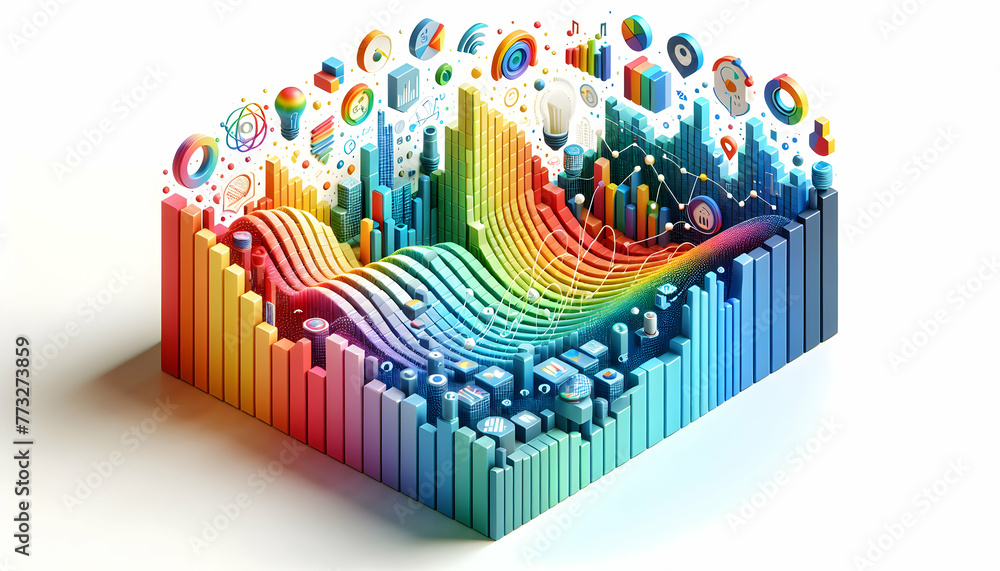 3d flat icon as Innovation Spectrum Colorful digital grid representing ...