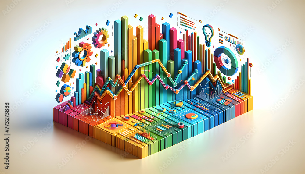 3d flat icon as Innovation Spectrum Colorful digital grid representing ...