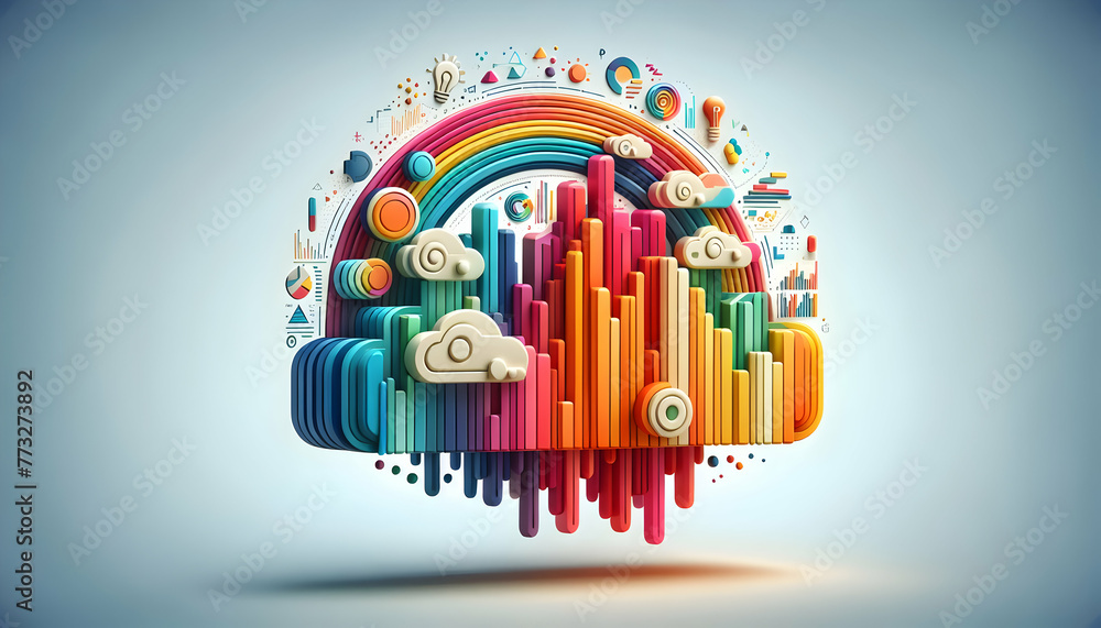 3d flat icon as Innovation Spectrum Colorful digital grid representing ...