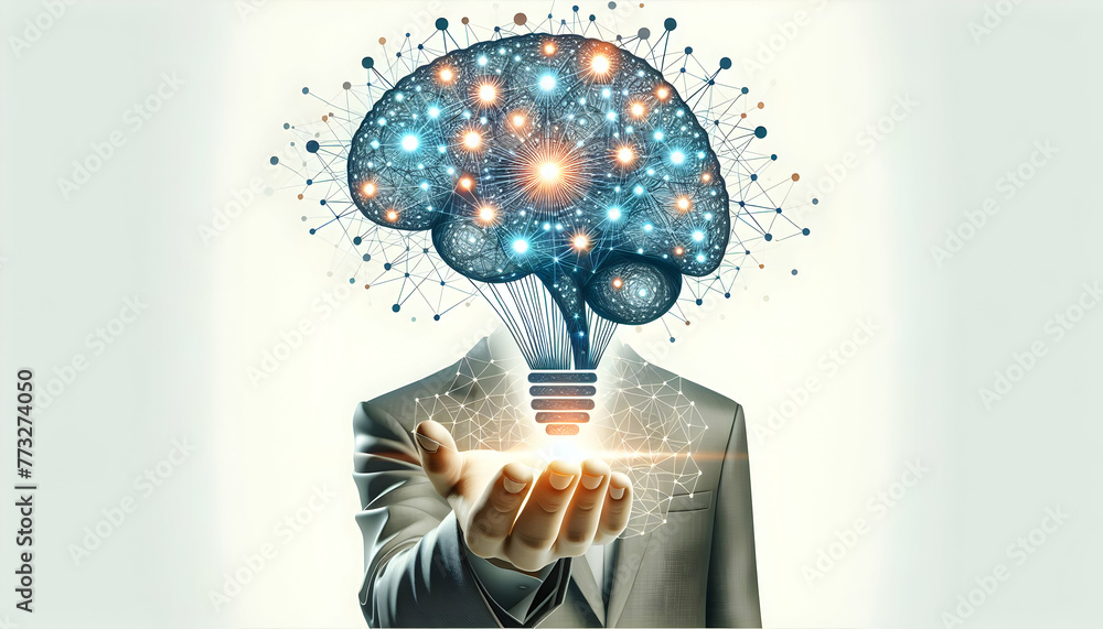 3d flat icon as Neural Interface Abstract digital grid mimicking the complexity of neural ...