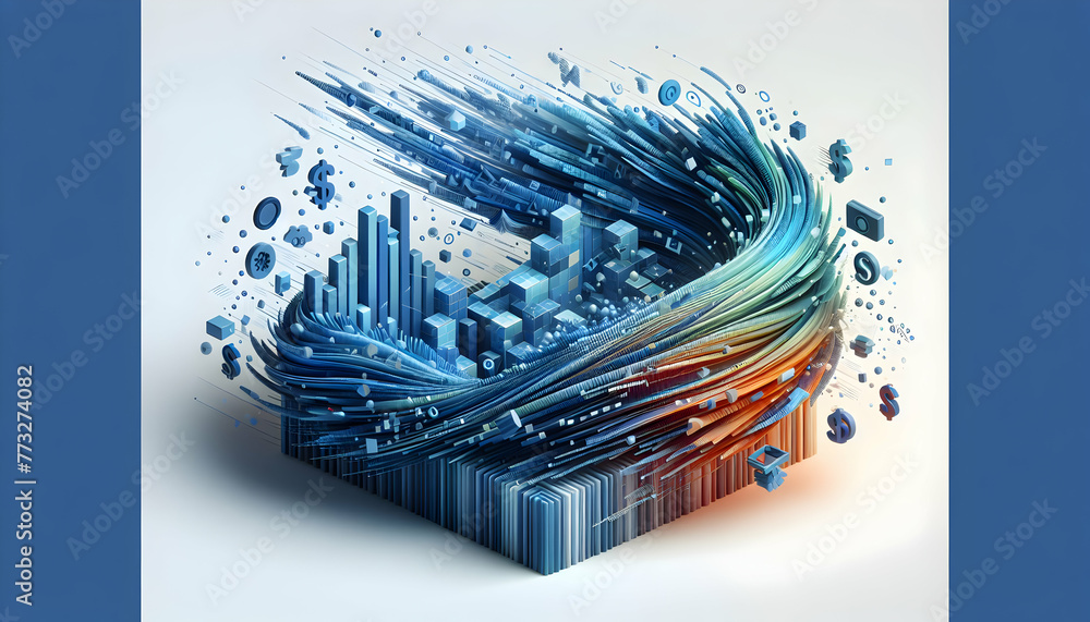 3d flat icon as Quantum Grid A digital grid visualizing quantum leaps ...